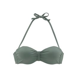 Bench. Damen B&uuml;gel-Bandeau-Bikini-Top, gr&uuml;n, Gr. 36, unifarben, Microfaser, Polyamid, Bikini-Oberteile, im Uni-Style