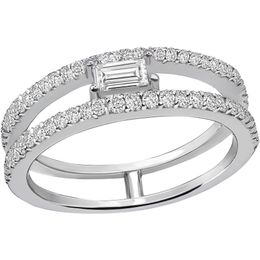 Firetti Damen Fingerring "Schmuck Geschenk Silber 925 Damenring Ring Mitte Oktagon Schliff", 58, Silber 925 (Sterlingsilber), 1,2mm, silber, Silber