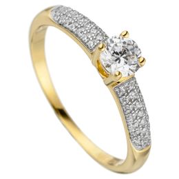 Jobo Damen Fingerring "Ring mit 45 Zirkonia", 54, Silber 925 (Sterlingsilber), gold, Silber 925 (Sterlingsilber), Fingerringe, 925 Silber vergoldet