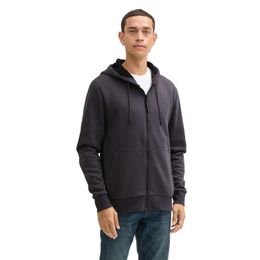 Tom Tailor Herren Kapuzensweatjacke, grau, Gr. S, unifarben, Sweatware, Obermaterial: 70% Baumwolle, 30% Polyester, Sweatjacken, mit Kapuze