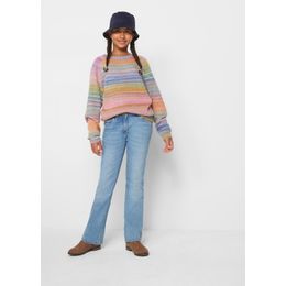 bonprix M&auml;dchen Strickpullover, rosa, Basic, Gr. 176, gestreift, meliert, Strick, Obermaterial: 100% Polyacryl, Pullover, mit Rundhalsausschnitt und