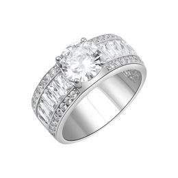 ZEEme Damen Fingerring "925/- Sterling Silber rhodiniert Zirkonia", 058 (18,5), Silber 925 (Sterlingsilber), wei&szlig;, Silber 925 (Sterlingsilber),