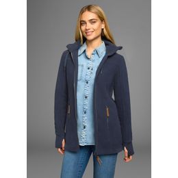 Polarino Damen Fleecejacke, blau, Gr. 46, unifarben, Fleece, Obermaterial: 100% Polyester, Jacken, aus Fleece, atmungsaktiv, schnell trocknend