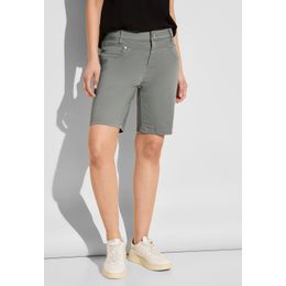 Street One Damen Shorts, gr&uuml;n, Gr. 32, unifarben, Web, 97% Baumwolle, 3% Elasthan, Hosen, mit Stretchanteil