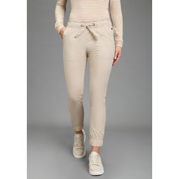 Kangaroos Damen Paperbag-Hose, beige, Gr. 40, Popeline, Obermaterial: 50% Baumwolle, 46% Polyamid, 4% Elasthan, Hosen, Casual Popeline-Hose,