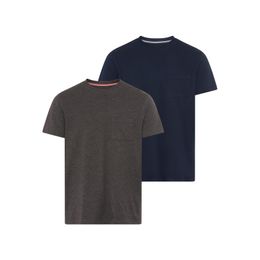 MAN'S WORLD Rundhalsshirt MAN'S WORLD "Neue Kollektion", Jungen, Gr. M (48/50), braun (dunkelblau, anthrazit melange), Single Jersey, Obermaterial: 100% Baumwolle. Obermaterial Melange: 60% Baumwolle, 40% Polyester, unifarben, regular fit, Rundhals, Shirts Rundhalsshirt, Regular Fit, kurzarm, mit Brusttasche, unifarben