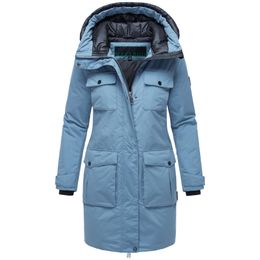 Navahoo Damen Winterjacke "Eissturm 14", blau, Gr. S, Material: 100% Polyester, Jacken, Wasserabweisende Jacke mit Kapuze