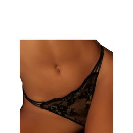 Lascana Damen String, Gr. 32, schwarz, Spitze, Obermaterial: 90% Polyamid, 10% Elasthan, Unterhosen, in sexy B&auml;nder-Optik