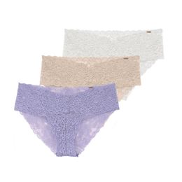Dorina Damen Slip "Lana", Gr. XS, lila, Spitze, Obermaterial: 92% Polyamid, 8% Elasthan, unifarben, Unterhosen, florale Spitze, Multipack