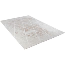 Teppich Tom Tailor HOME, B:80cm H:5mm L:150cm, beige, Wolle, Wohnzimmer, Teppiche, "Fine Lines", Flachgewebe, Rauten Design, ideal im Wohnzimmer &