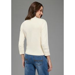Bruno Banani Damen Cardigansanftes wei&szlig;, Gr. 36, unifarben, Strick, Obermaterial: 50% Baumwolle, 50% Polyacryl, Strickjacken, mit modischen Kn&ouml;pfen
