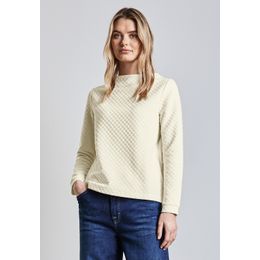 Street One Damen Langarmshirt, wei&szlig;, Gr. 46, unifarben, Stoff, 80% Polyester, 18% Viskose, 2% Elasthan, Shirts, mit Stehkragen