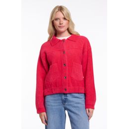 Rino & Pelle RINO & PELLE Damen Strickjacke "BUBBLY", rot, Gr. L, Web, Obermaterial: 63% Polyamid, 24% Polyester, 13% Viskose, Strickjacken, mit flauschiger Optik