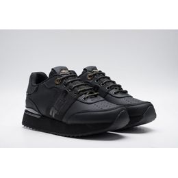 Replay Damen Plateausneaker, Gr. 37, schwarz, Lederimitat, unifarben, Schuhe, Schn&uuml;rschuh, Freizeitsneaker, Halbschuh mit Perforation