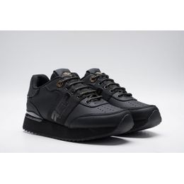 Replay Damen Plateausneaker, Gr. 36, schwarz, Lederimitat, unifarben, Schuhe, Schn&uuml;rschuh, Freizeitsneaker, Halbschuh mit Perforation