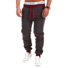 behype Herren Sweathose "STRIPE", grau, Gr. S, 100% Baumwolle, Hosen, mit Kontrast-Akzenten