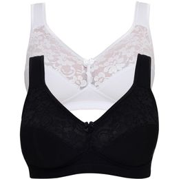 SuSa Damen B&uuml;gelloser BH "Basic", Gr. 90, schwarz, Spitze, Obermaterial: 76% Baumwolle, 18% Polyamid, 6% Elasthan, Basic, BHs, Spitze, gen&auml;hte Cups,