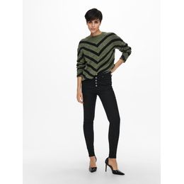 Only Damen Strickpullover "ONLELIZA L/S PULLOVER KNT NOOS", schwarz, Gr. XS, gestreift, Strick, Obermaterial: 81% Polyacryl, 19% Polyester, Pullover,