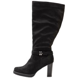 sheego Damen Weitschaftstiefel, Gr. 39, schwarz, Polyester, Schuhe