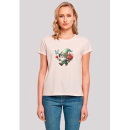 F4NT4STIC Damen T-Shirt "Gnom Fr&uuml;hling Blumen Schmetterling", pink, Gr. XS, Obermaterial: 100% Baumwolle, Shirts, Premium Qualit&auml;t