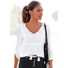 Buffalo Damen Strandshirt, wei&szlig;, Gr. 48, leicht durchscheinend, unifarben, Jersey, Obermaterial: 100% Viskose. Einsatz: 100% Baumwolle, Shirts, mit