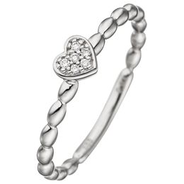 Jobo Damen Diamantring, 50, SI = kleine Einschl&uuml;sse, Diamanten Wei&szlig;gold 585, wei&szlig;, Diamanten, Wei&szlig;gold 585, Fingerringe, Herz 585 Wei&szlig;gold mit 6