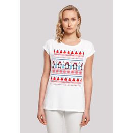 F4NT4STIC Damen T-Shirt "Christmas Pinguin Muster", wei&szlig;, Gr. 4XL, Obermaterial: 100% Baumwolle, Shirts, Print