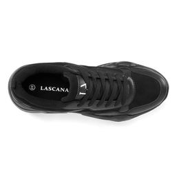 Lascana Damen Sneaker "Turnschuhe, Halbschuh, Sportschuh, Freizeitschuh, Schn&uuml;rschuh", Gr. 38, schwarz, Obermaterial: 50% Lederimitat, 50%