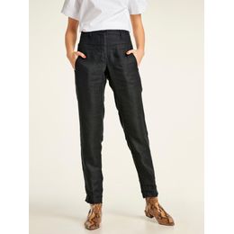 Heine Damen Leinenhose, schwarz, Gr. 42, unifarben, 100% Leinen, Hosen