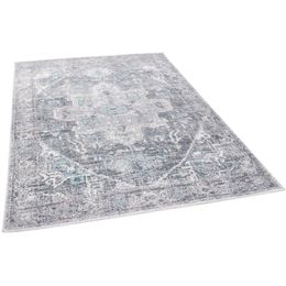 Teppich Tom Tailor HOME, B:75cm H:5mm L:140cm, grau, Baumwolle, Kunstfaser, Wohnzimmer, Teppiche, "Funky Orient Tabriz", Kurzflor, Orient-Optik,
