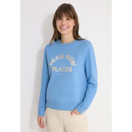 Cecil Damen Sweatshirtcloud blau, Gr. XXL, unifarben, Web, 100% Baumwolle, Sweatshirts, aus reiner Baumwolle