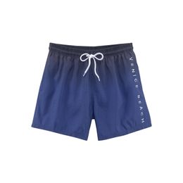Venice Beach Herren Badeshorts, blau, Gr. L, Farbverlauf, kontrastfarbene Details, Microfaser, Polyester, Recycling-Polyester, Badehosen, mit