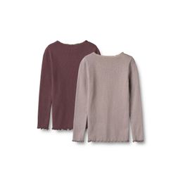 Wheat M&auml;dchen Longsleeve "Wheat 2 Rib T-Shirt L/S Reese"lila fudge, Gr. 98, unifarben, 48% Baumwolle (Bio), 48% Modal, 4% Elasthan, Shirts