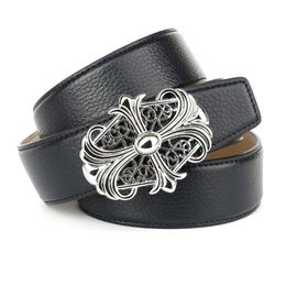 Anthoni Crown Damen Lederg&uuml;rtel, schwarz, Gr. 80, unifarben, Leder, G&uuml;rtel, mit eleganter Motiv-Schlie&szlig;e