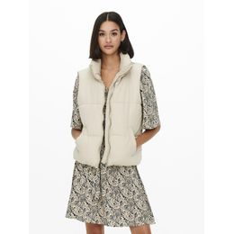 Jacqueline de Yong JDY Damen Steppweste "JDYNEWERICA SHORT WAISTCOAT OTW NOOS", grau, Gr. M, unifarben, Steppware, Obermaterial: 100% Polyester, Westen