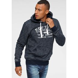 H.I.S. H.I.S Herren Kapuzensweatshirt, blau, Gr. XXL, meliert, angeraute Sweatware, Obermaterial: 55% Baumwolle, 45% Polyester, Sweatshirts, Langarm,