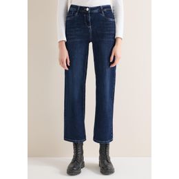 Cecil Damen Slim-fit-Jeansdunkelblau wash, Gr. 34, unifarben, Jeans, 89% Baumwolle, 9% Polyester, 2% Elasthan, Jeans, High Waist