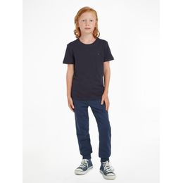 Tommy Hilfiger Jungen T-Shirt "BOYS BASIC CN KNIT", blau, Basic, Gr. 5, Obermaterial: 100% Baumwolle, Shirts, Kinder Kids Junior MiniMe,f&uuml;r Jungen