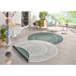 Teppich Hanse Home, H:5mm &Oslash;:200cm, gr&uuml;n, Kunstfaser, Wohnzimmer, Teppiche, "Porto Wendeteppich", In-& Outdoor, Wetterfest, Balkon, Garten,