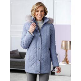 Classic Basics Damen Steppjacke, blau, Gr. 44, gemustert, unifarben, 100% Polyester, Futter und Wattierung:100% Polyester, Kunstpelz:80% Polyacryl,