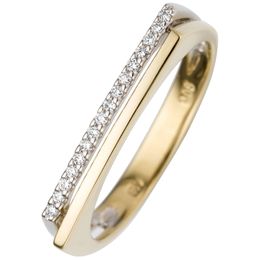 Jobo Damen Fingerring, 58, SI = kleine Einschl&uuml;sse, Diamanten Gelbgold 585 Wei&szlig;gold 585, gelb, Diamanten, Gelbgold 585, Wei&szlig;gold 585, Fingerringe,