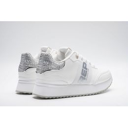Replay Damen Plateausneaker, Gr. 38, wei&szlig;, Lederimitat, unifarben mit Farbeinsatz, Schuhe, Schn&uuml;rschuh, Freizeitsneaker, Halbschuh mit Perforation