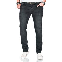 Herren Slim-fit-Jeans "ASCatania", schwarz, Basic, Gr. 31, Alessandro Salvarini, Destroyed-Effekte, leichte Abriebeffekte, Denim/Jeans, 98%