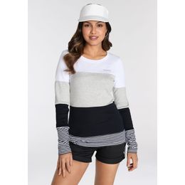 Kangaroos Damen Longsleeve, schwarz-wei&szlig;, Gr. 32, bedruckt, gestreift, kontrastfarbene Details, mehrfarbig, unifarben mit Farbeinsatz, unifarben mit