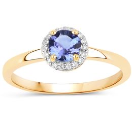 VIRA JEWELS Damen Fingerring "925-Sterling Silber vergoldet Gl&auml;nzend Tansanit violett", 017 (53,5), 0,53, Silber 925 (Sterlingsilber), gelb, Silber