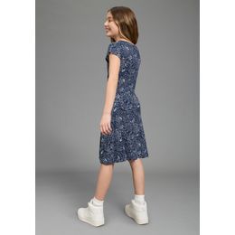 Kidsworld M&auml;dchen Jerseykleid "Viskose-Kleid mit Paisley Allover"marine gemustert, Gr. 128, Paisley, bedruckt, Single Jersey, Obermaterial: 95%