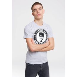 logoshirt Herren T-Shirt "Gendarme von St. Tropez", grau, Gr. M, bedruckt, meliert, 95% Baumwolle, 5% Viskose, Shirts, mit Louis de Funes-Druck