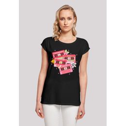 F4NT4STIC Damen T-Shirt "Weihnachten Retro Song Tapes Pink", schwarz, Gr. XS, Obermaterial: 100% Baumwolle, Shirts, Premium Qualit&auml;t,