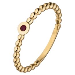 Jobo Damen Fingerring "Kugelring", 50, Gelbgold 375, gelb, Gelbgold 375, Fingerringe, 375 Gold mit Rubin