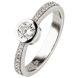 Jobo Damen Fingerring, 56, Silber 925 (Sterlingsilber), silber, Silber 925 (Sterlingsilber), Fingerringe, 925 Silber mit 19 Zirkonia